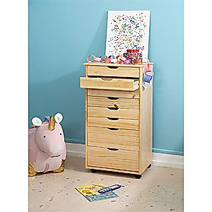 Riverbay Furniture 8-Drawer Transitional Wood Storage Cart w/Casters in Natural