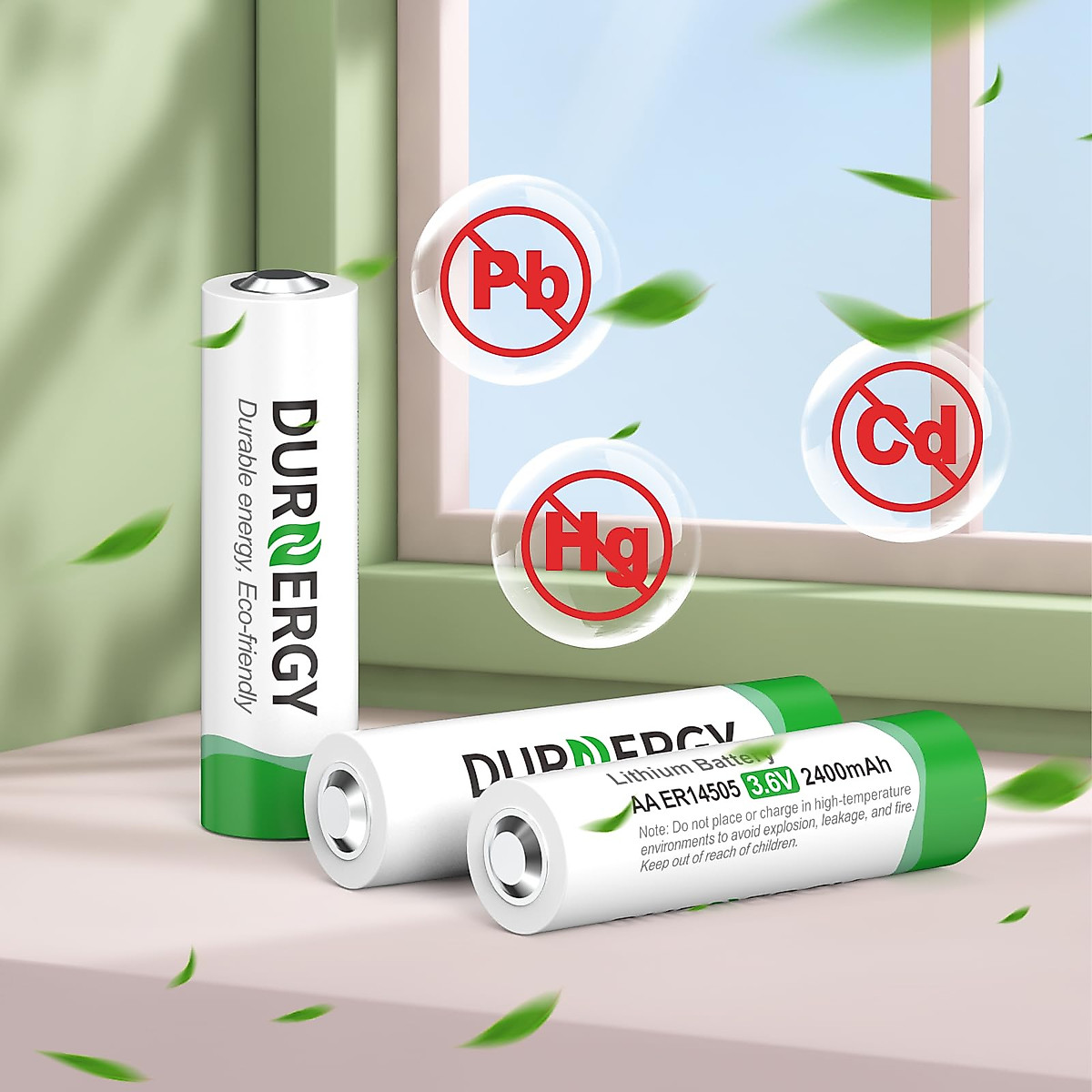 DURNERGY 3.6 Volt Lithium Battery AA ER14505 2400mAh Batteries Double A Batteries 20 Pack