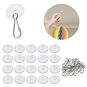 MultiValue 20 pcs Adhesive Ceiling Hooks, Hooks for Hanging Festival Wedding Birthday Decorations Adhesive Hooks Wall Hooks with Binding Rings Hooks for Outdoor String Lights Honeycomb Balls (20 PCS)