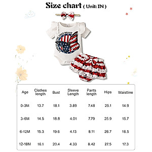 DISAUR Baby 4th Of July Girl Outfits Newborn Baby Girl Clothes Infant Independence Day Ruffle Short Sleeve Top +Stars Stripes Shorts + Cute Headband 3PCS Clothing Set