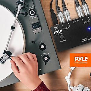 Pyle PP777 Phono Turntable Preamp Mini Electronic Audio Stereo Phonograph Preamplifier Input, RCA Output & Low Noise Operation Powered by 12 Volt DC Adapter