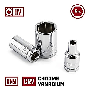 Powerbuilt 11 Piece Metric Shallow Socket Set, 1/4-Inch Drive, 6 Point, Dual Grease Rings, Size Markings - 640498