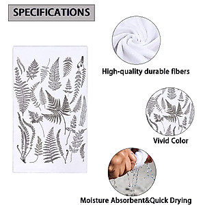 Fern Fronds Pattern Kitchen Dish Towel 18 x 28 Inch, Seasonal Spring Summer Botanical Tea Towels Dish Cloth for Cooking Baking Set of 2