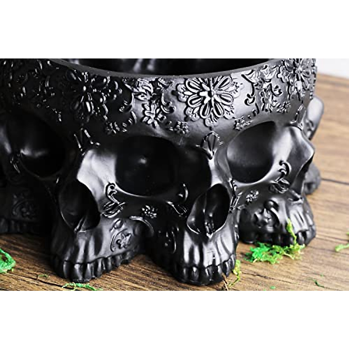 Skull Multiple Faces Plant Planter Pot, Decorations Sugar Candy Bowl, Polyresin Skull Planter Succulents Pots, Flower Pot Home Gardening Garden Goth Decor 4" H (Black)
