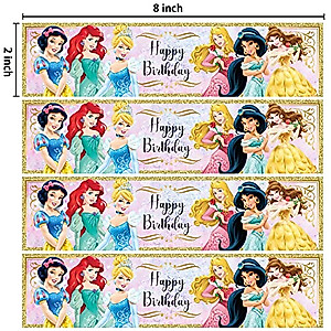 24PCS Water Bottle Labels for Princess Birthday Party Supplies, Princess Party Supplies Stickers Decorations for Princess Birthday Party Favors