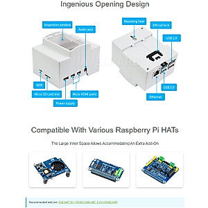 Raspberry Pi 4 Case, DIN Rail ABS Case for Raspberry Pi 4, Large Inner Space, Injection Moduling