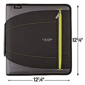 Five Star 2 Inch Zipper Binder, 3 Ring Binder, Removable File Folders, Durable, Black (73289)
