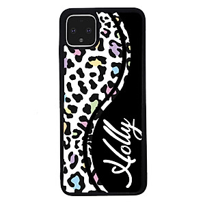 Colorful Leopard Cheetah Animal Skin Personalized Black Rubber Phone Case Compatible With Google Pixel 8 Pro, 8a, 8, 7a, 7, Pixel 7 Pro, 6a, Pixel 6 Pro, 6, 5, 4a 5G, 4a 4G, 4, 4 XL, 3a, 3a XL, 3