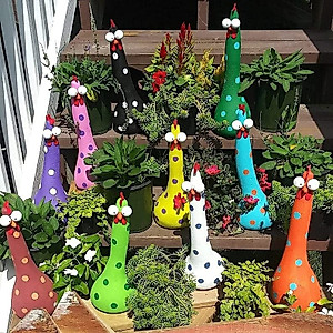 AIIONP Silly Chicken Decor, 2023 New Resin Rooster Statues Ornaments Decorative, Funny Chicken Sculptures Statues with Long Neck for Farm Backyard Garden Lawn Yard Art Decoration (9 PCS)