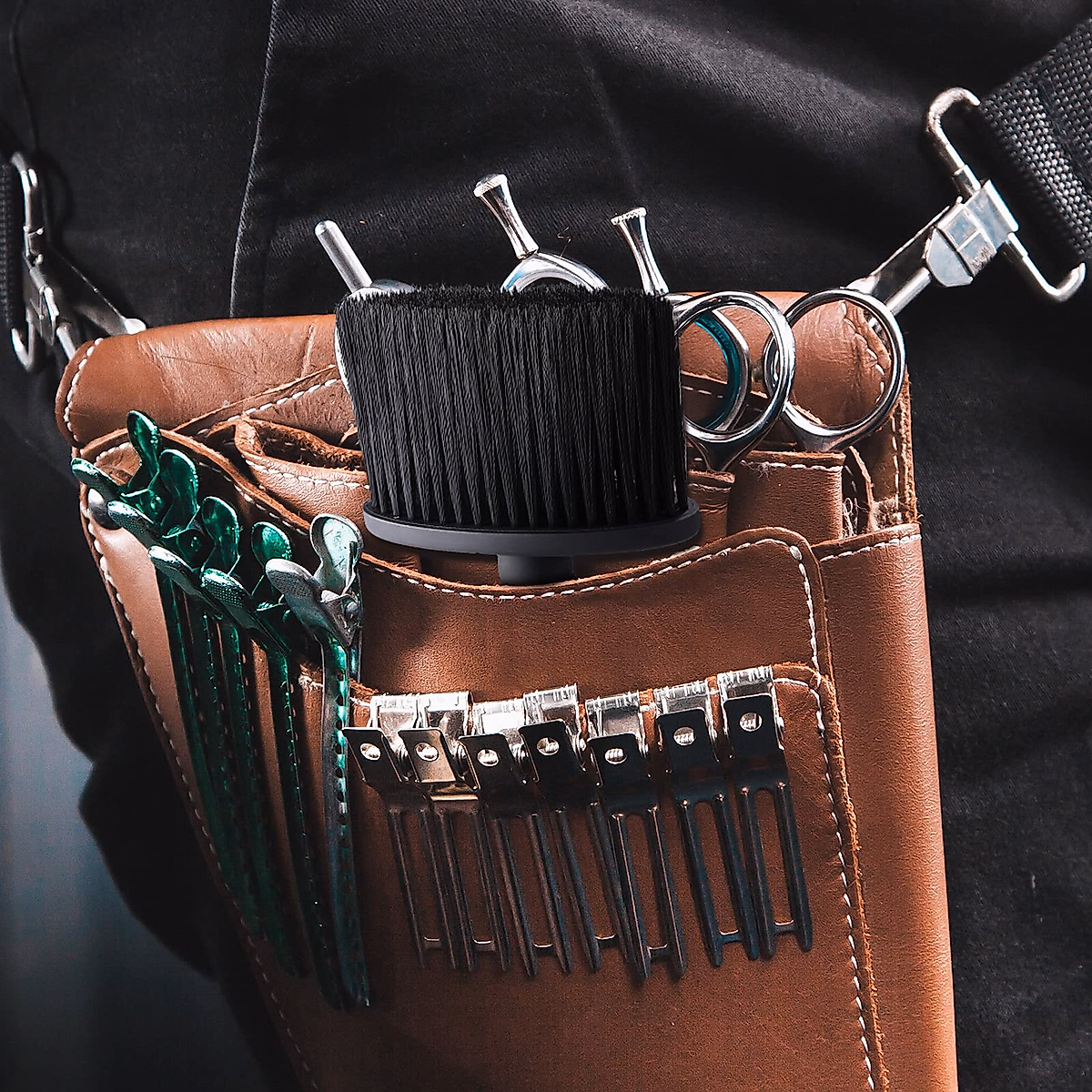 2 Pcs Black Soft Brushes - Neck Duster for Hair Styling, Cutting and Face Cleaning for Barbers and Home Use