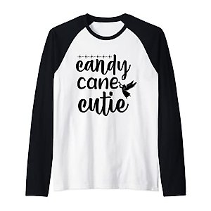 Candy Cane Cutie Christmas Stocking Stuffer For Girls Raglan Baseball Tee