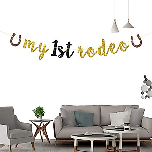 My 1st Rodeo Banner Western Cowboy Cowgirl 1st Birthday Sign Baby One Year Old Birthday Party Decoration Wild West Baby Shower Party Banner