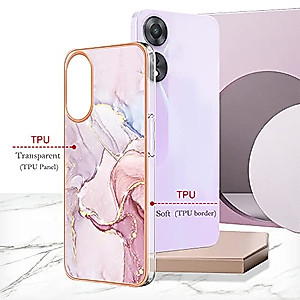 Dinglijia for Oppo A78 Case A58 Phone Case, Soft TPU + IMD Marble Pattern Slim Design Enhanced Camera and Screen Protection Girls and Women Case for Oppo A78 YBBK Rose Gold
