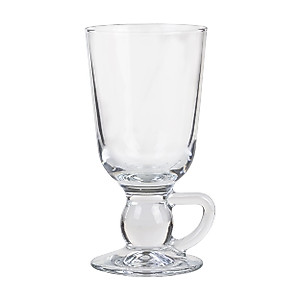 JAIRESTONE Glass Irish Coffee Glass Set with Handle, Footed Design Clear Latte Glasses, Cappuccino, Hot Cold Beverage Mug, 9.25fl oz Set of 2