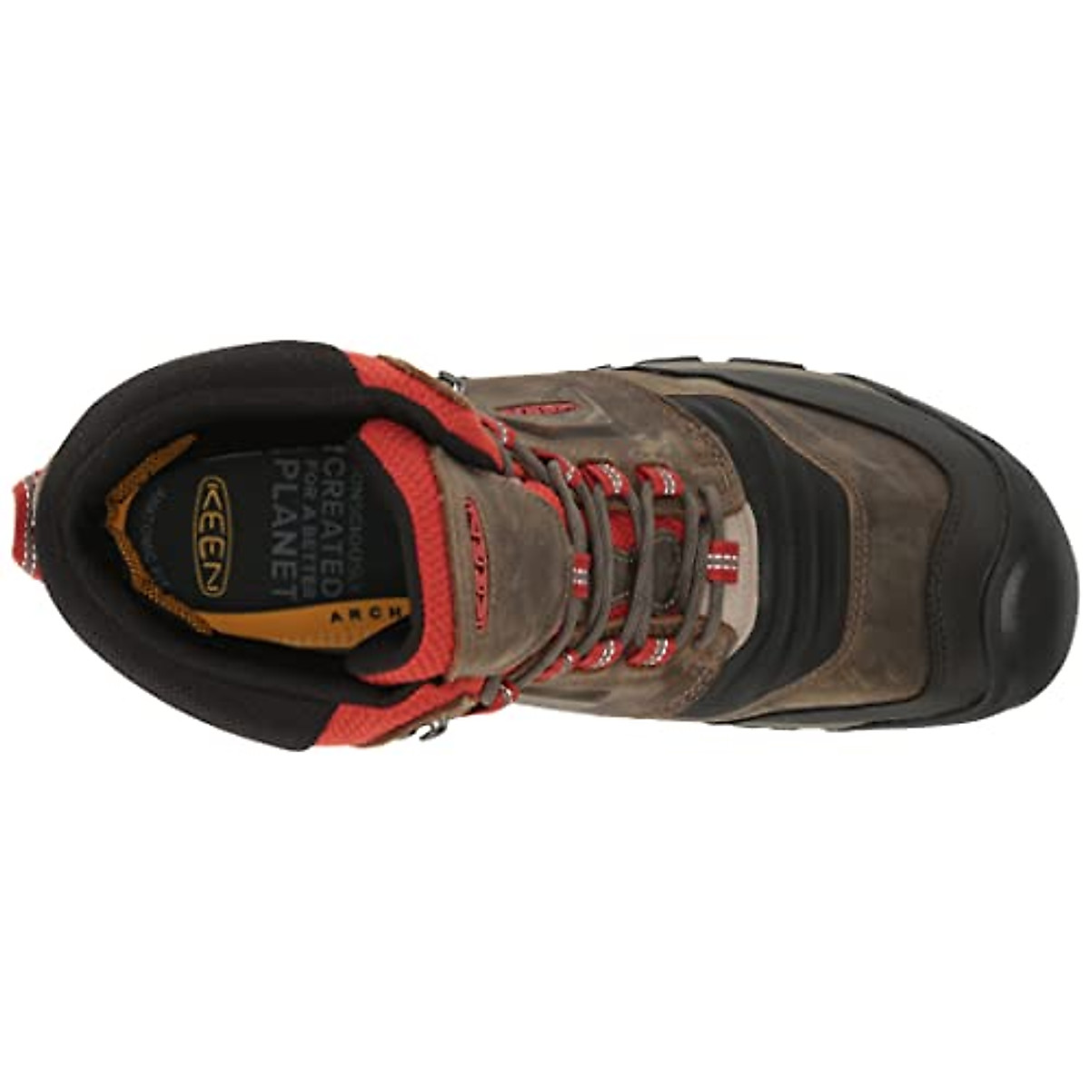 KEEN Men's Ridge Flex Mid Height Waterproof Hiking Boots, Dark Olive/Ketchup, 10.5