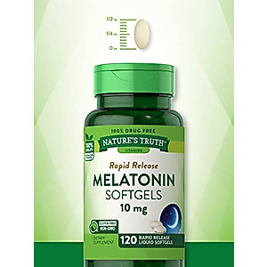 Melatonin 10mg | Quick Release Softgel Capsules | 120 Count | Non-GMO & Gluten Free Supplement | by Nature's Truth