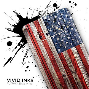 DesignSkinz Wooden Grungy American Flag | Protective Vinyl Decal Wrap Skin Cover Compatible with The Samsung Galaxy S20 Plus (Full-Body, Screen Trim & Back Glass Skin)