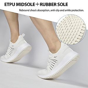 KPP Running Shoes Sneakers for Women - Walking Tennis Gym Workout Slip On Memory Foam Athletic Lightweight Breathable Fashion Slip Resistant Jogging Exercise Travel Shoes All White