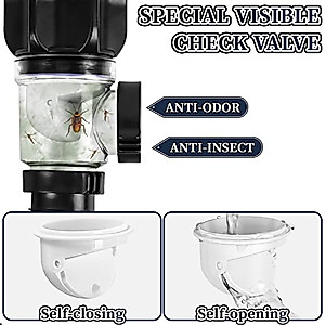 Bathroom Sink Drain Kit, Pop Up Drain with Basket Filter and Check Valve, Expandable Flexible Drain Kit, Fits Without Overflow and Overflow Vessel sink, P-Trap Fits 1 1/4"- 1 1/2" OD Drain Inlets
