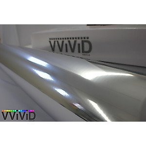 VViViD Silver Mirror Chrome Cast Vinyl Wrap Self-Adhesive Film Decal Air-Release Bubble and Air Free 3mil (1.5ft x 5ft)