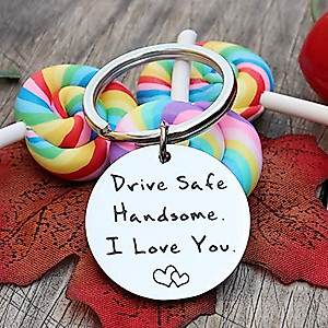 XGAKWD Drive Safe Keychain Handsome I Love You Gift for Husband Boyfriend Him, Car Driver Trucker Keychain Gifts