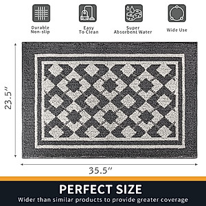 Gutesem Indoor Door Mat, 24"x36", Front Back Door Entrance Rug, Absorbent and Dirt-Resistant Rugs for Entryway, Machine Washable, Non-Slip Low-Profile Inside Entry Doormat, Dark Grey