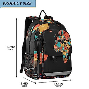 ZRWLUCKY World Map and Flags Casual Daypack Classical Travel Backpack Durable Computer Bag 2023