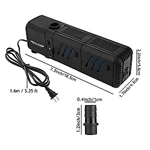 NO.17 Submersible Aquarium Internal Filter 8W, Adjustable Fish Tank Filter with 200 GPH Water Pump for 10-50 Gallon Fish Tank