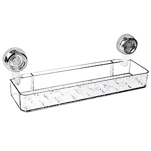 DONGKER No Drill Clear Wall Caddy,Wall Mount Removable Bathroom Storage Rack with Suction Cup for Bathroom Dorm Kitchen