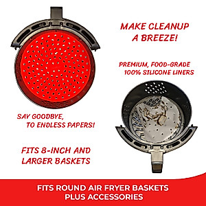 Airware Aeromats Pro Reusable Air Fryer Liners | 3-Pack and Magnetic Cook Times List | Air Fryer Accessories For NINJA, INSTANT VORTEX, GOURMIA, MORE | USA Designed, 100% Silicone 8-Inch Round