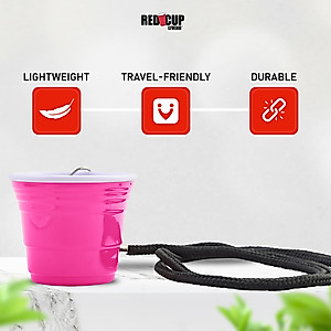 Red Cup Living Pink Plastic Shot Glasses with Lanyard | 2oz Reusable | Heavy-Duty | Perfect for Parties, Gifting | Christmas, Holiday Gifts Water, Drinks Sturdy and Strong Glasses Cute