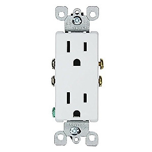 Leviton 5325-W 15 Amp, 125V, Decora Duplex Receptacle, Residential Grade, Grounding, 10-Pack, White