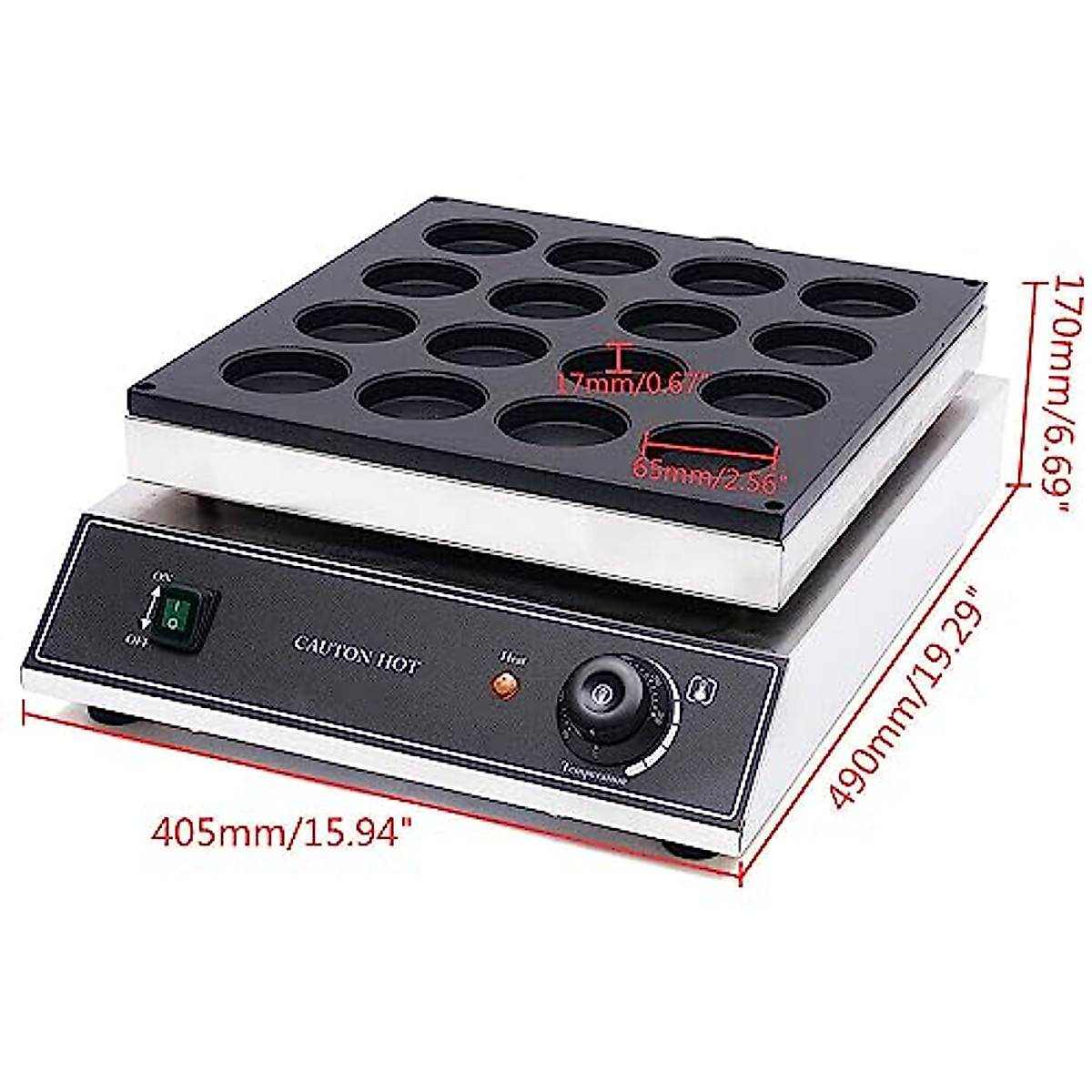 Commercial Nonstick Electric Red Bean Cake Baker Waffle Maker Machine Pancake Cake Maker Machine 16 Holes for Restaurants Kiosks 110V