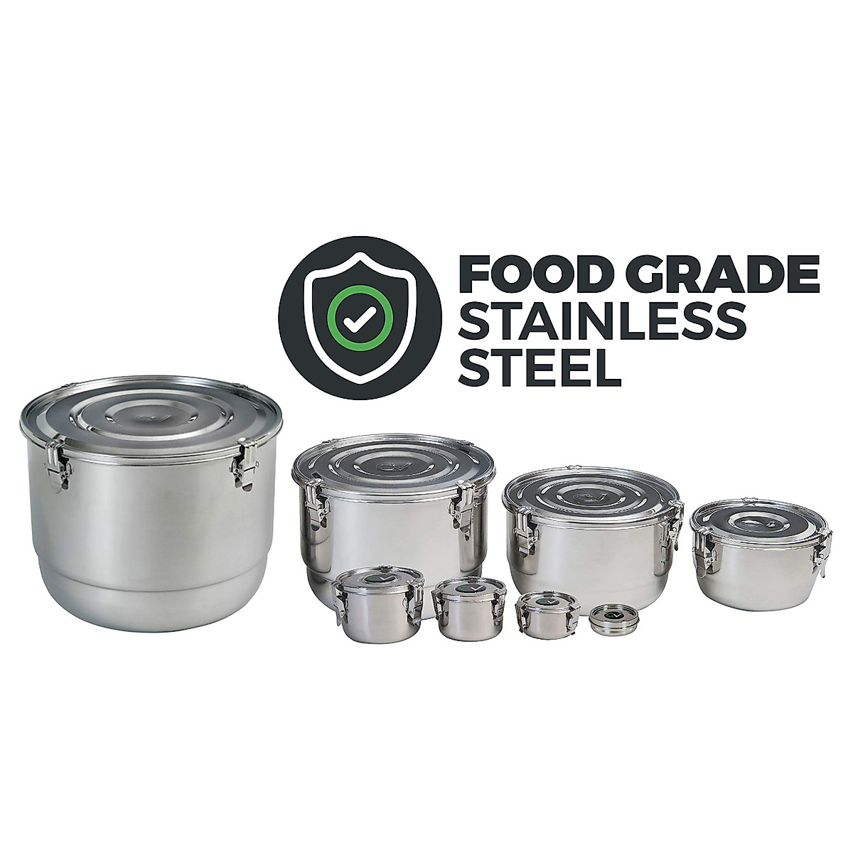 CVault 4 Liter Airtight Humidor Storage Container for Herbs, Weed, Spices, Food - Stainless Steel Harvest Container w/ Humidity Pack