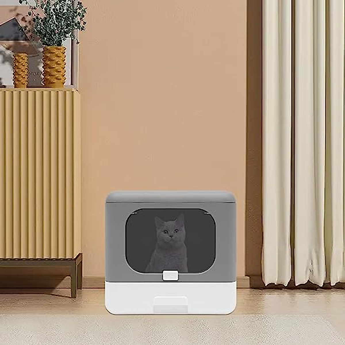 Cat Litter Box Fully Enclosed and Foldable,Top Entry Litter Box Storage and Deodorization Design Easy to Clean Covered Litter Box,Comes a Cat Shovel Comes a Cat Rubbing Device Families Cat Houses