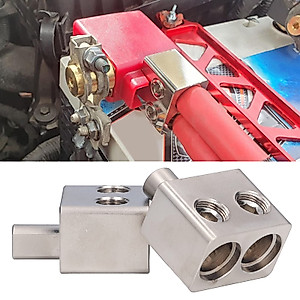 Acouto Car Audio Splitter Pure Ccopper Plated Material 2 Pcs Car Audio Amplifier Dual 1/0 Gauge to 1/0 Gauge Amp Input Reducers Discharge Bottle One Point Two Pure Copper Splitter