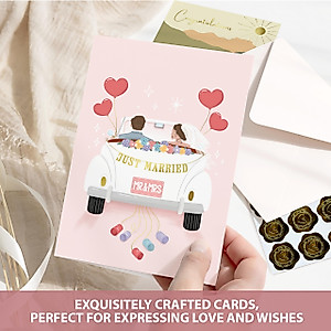 AUDREE 10 Modern Gold Foil Wedding Cards for Bride And Groom with Envelopes (5”x7”), Assorted Greeting Cards For Bridal Shower, Engagement, Newlywed, Wedding Congratulations, Wedding Cards Bulk