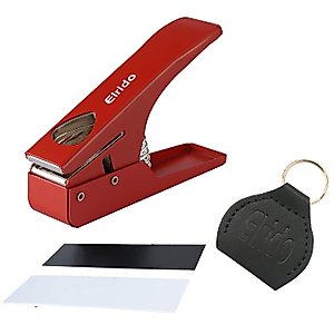 Elrido DIY Guitar Picks Punch Pick Maker to Make Your Endless Guitar Picks Puncher Tool Kit, 2 Pick Strips Sheet, Leather Key Chain Picks Holder - Guitar Picks Punch Tool Guitar Picks Cutter (Red)