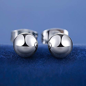 MDFUN 6 Pairs Surgical Stainless Steel Round Ball Stud Earrings Set for Women Men 3-7mm