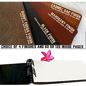 Funeral Guest Book Personalized Wooden Memorial Guestbook 8.5x7" Made in USA Black Mahogany Oak Wood Hardcover Finish Celebration of Life