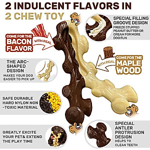 SIHRMIU 2 Pack Dog Chew Toys for Aggressive Chewers,Boredom and Stimulating Best DogToys for Medium/Large Breed,Tough Durable Almost Indestructible Dog Bones for Teeth Cleaning and Training