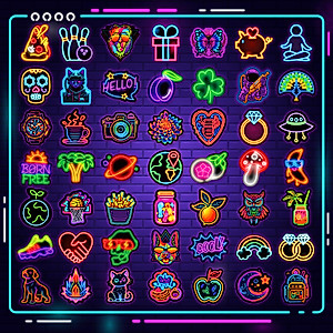 300 PCS Neon Stickers Pack,Cool Stickers for Teens Adults Kids,Waterproof Trendy Stickers for Skateboard Water Bottle Laptop Scrapbook Luggage