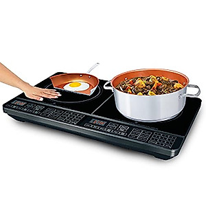 Nuwave PIC Double, Portable, Powerful 1800W with 2 Large 8” Heating Coils, Independent Controls, 94 Temp Settings from 100°F to 575°F in 5°F Increments, 11.5” Shatter-Proof Ceramic Glass Surface