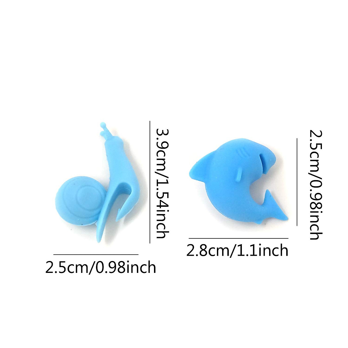 Honbay 12PCS Cute Silicone Glass Identifier Drink Markers, Shark and Snail
