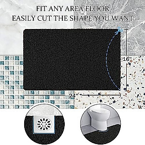 LOCHAS Shower Mat Non Slip Bathtub Mats 24 x 16 Inch, Soft Loofah Bath Mat for Bathroom, Bath Tub, Shower Floor, Dry Fast, Black