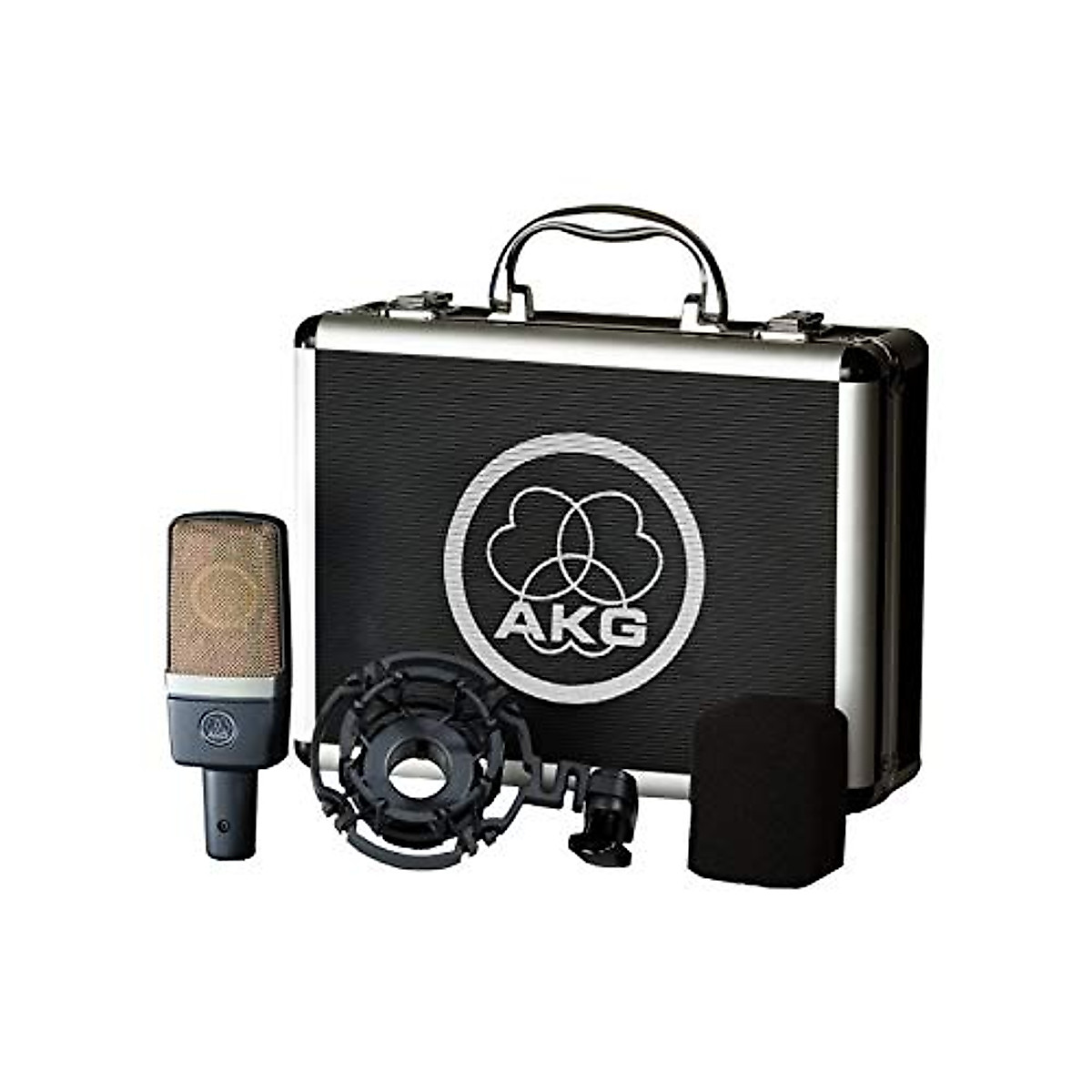 AKG Pro C214 Professional Large-Diaphragm Condenser Microphone with Studio Stand and Pop Filter (3 Items)
