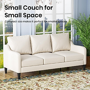 Luxury 72" Comfy Sofa Couch with Spring Cushion Comfy Upholstered 3 Seater Sofa Love-Seat Sofas & Couches with Deep Seat And Ultra Thick Cushion Compact Small Couch for Bedroom Apartment Office Beige