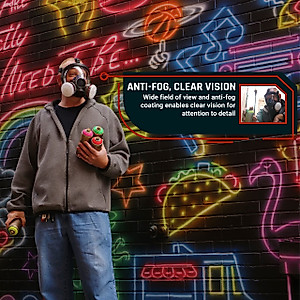 PD-100 Light Amber Full Face Organic Vapor & Particulate Respirator - Dual Activated Charcoal Filtration - Full Face Eye Protection Mask