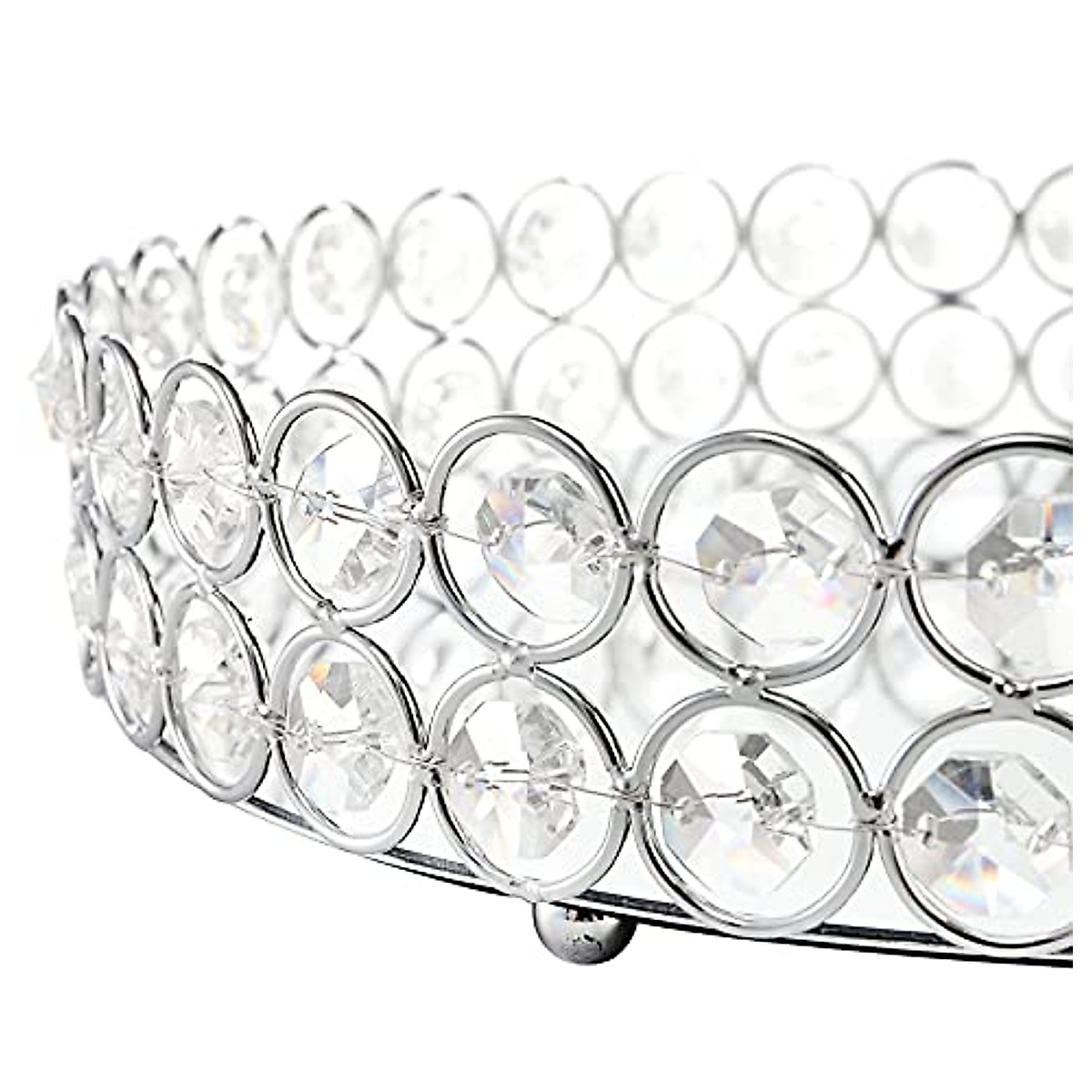 Hedume Mirrored Crystal Vanity Tray, 10 Inches Crystal Cosmetic Makeup Tray, Ornate Decorative Tray for Perfume, Jewelry and Makeup