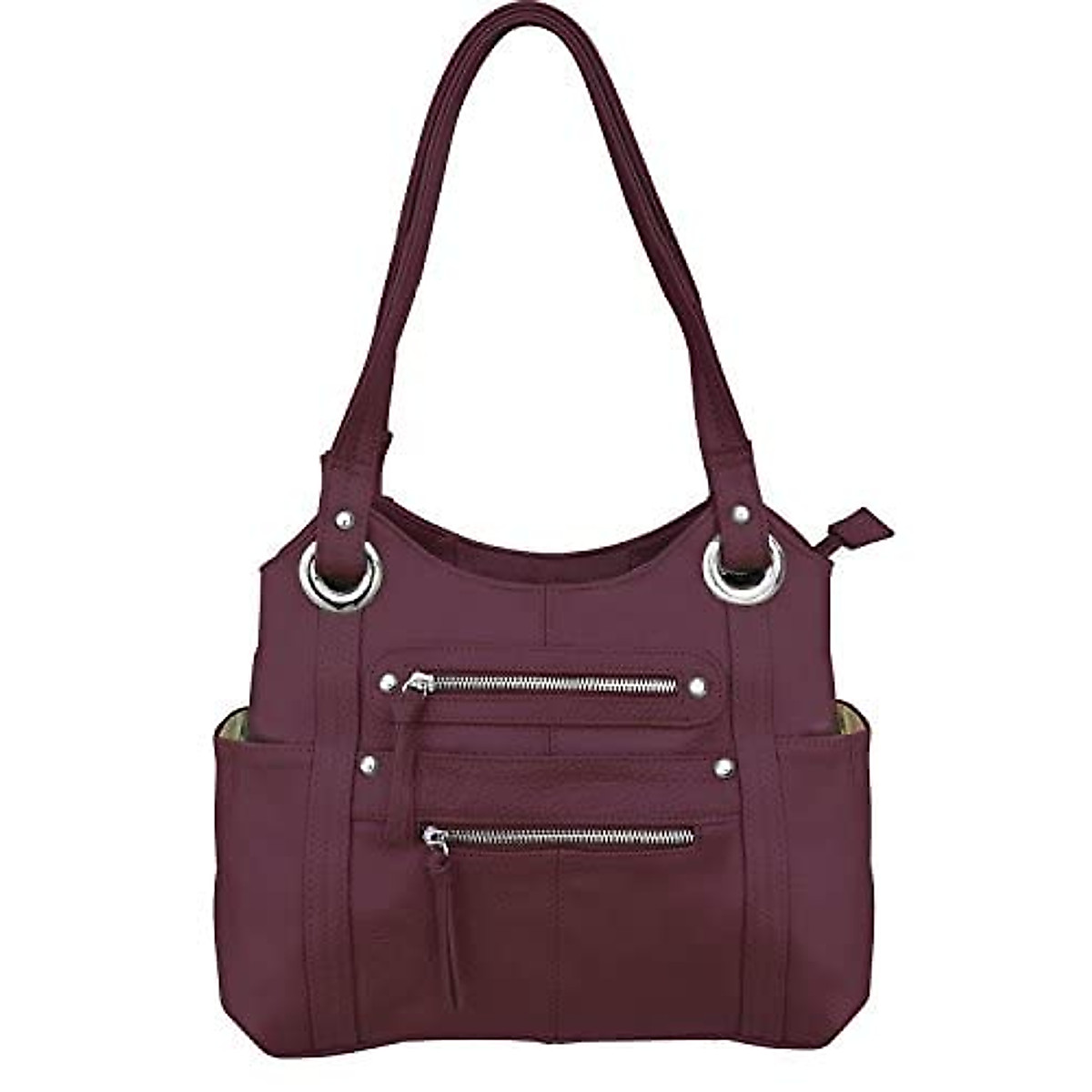Roma Leathers Leather Locking Concealment Purse - CCW Concealed Carry Gun Shoulder Bag (Wine)